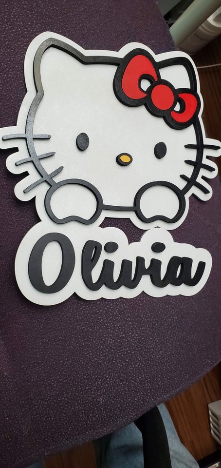 Custom Personalized Hello Kitty Door / Wall Hanging Decor w/ 2 Lines ...