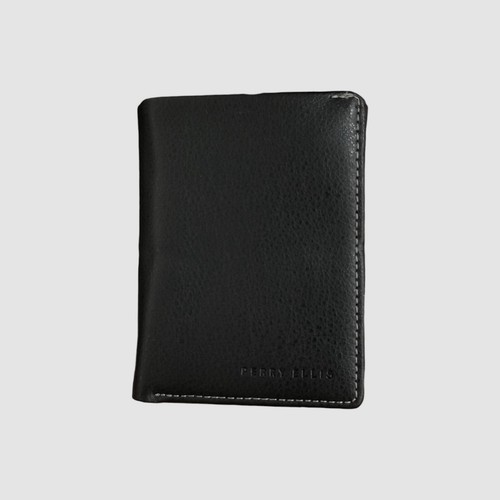 Perry Ellis Men's Black Leather Trifold RFID Traveler Wallet | eBay
