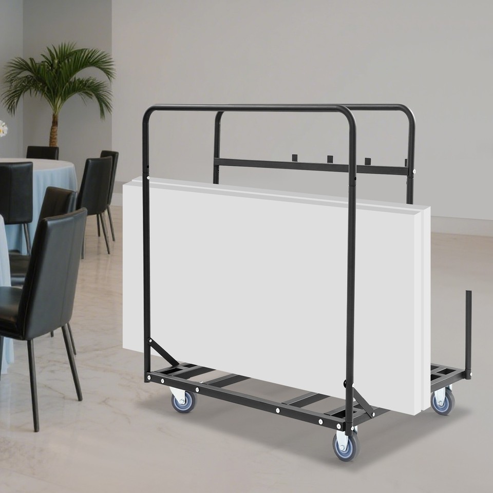 Portable Folding Table & Chair Cart with Round Table Dolly with ...