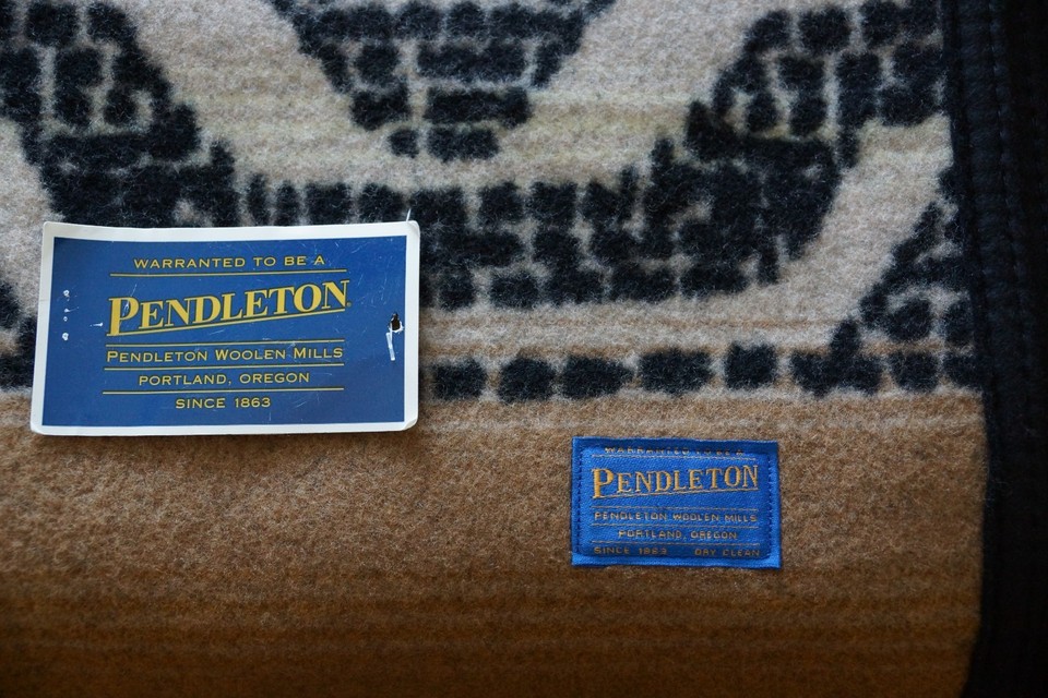 Pendleton Wasco Aztec Navajo Wool Throw Blanket Black Brown Tag USA | eBay