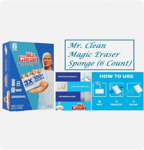 Mr. Clean Magic Eraser Original Cleaning Pads with Durafoam White 6 ...