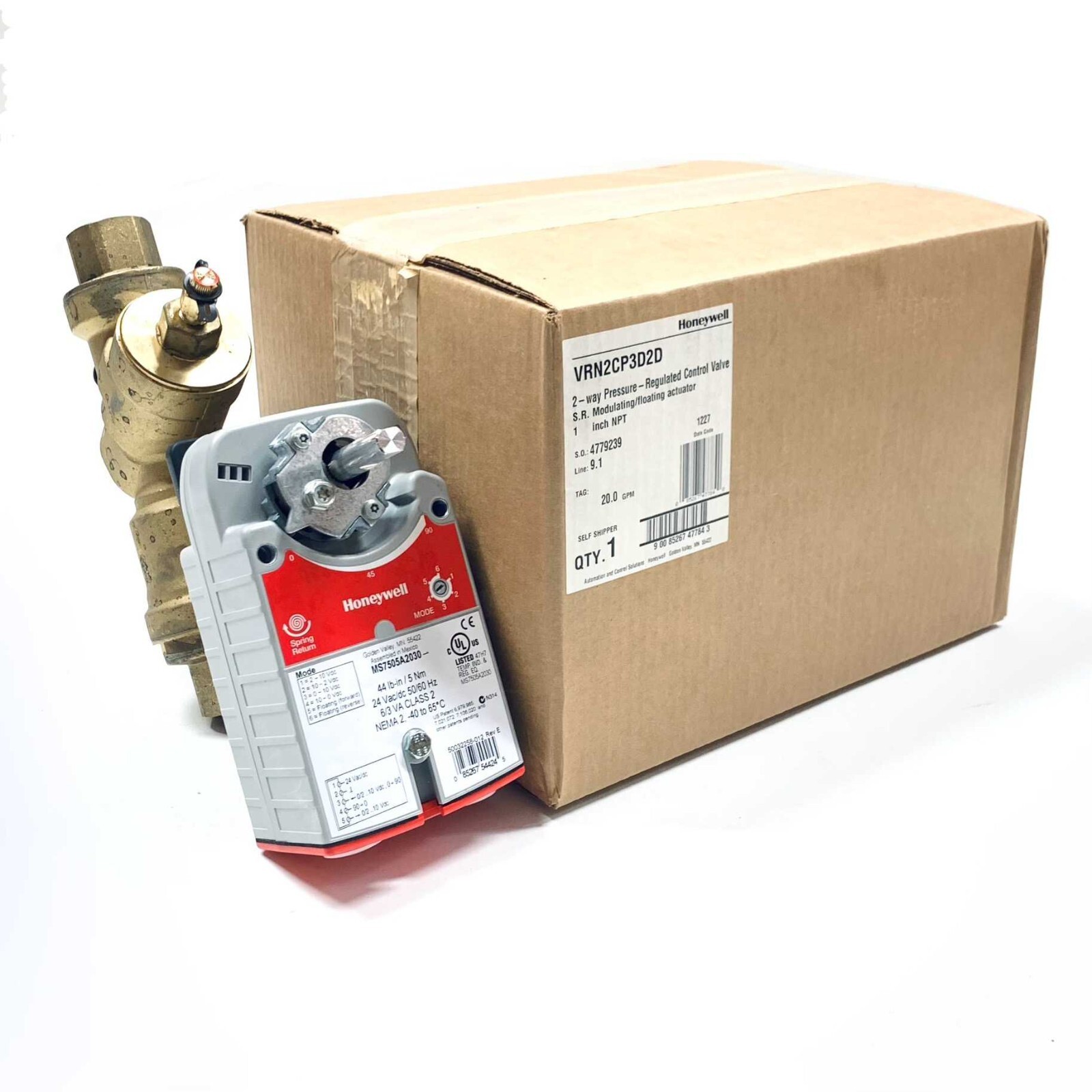 VRN2CP3D2D Honeywell Regulated Control Valve, 20.0 GPM, 1" NPT ...