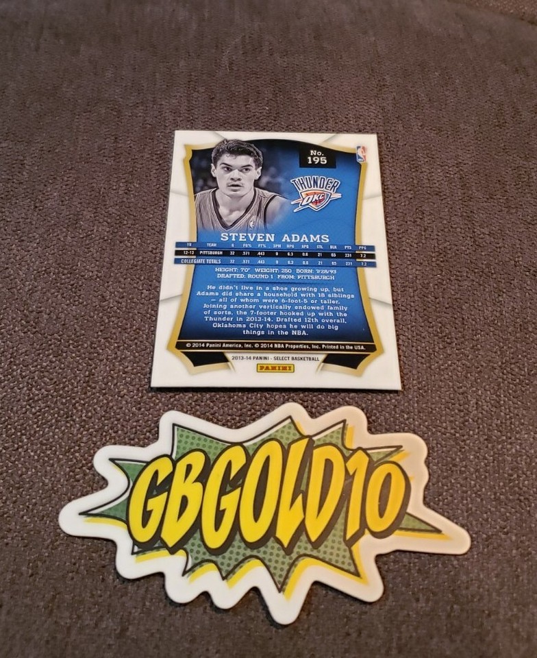 2013-14 Select Rookie- Steven Adams Thunder, New Orleans Pelicans! | eBay