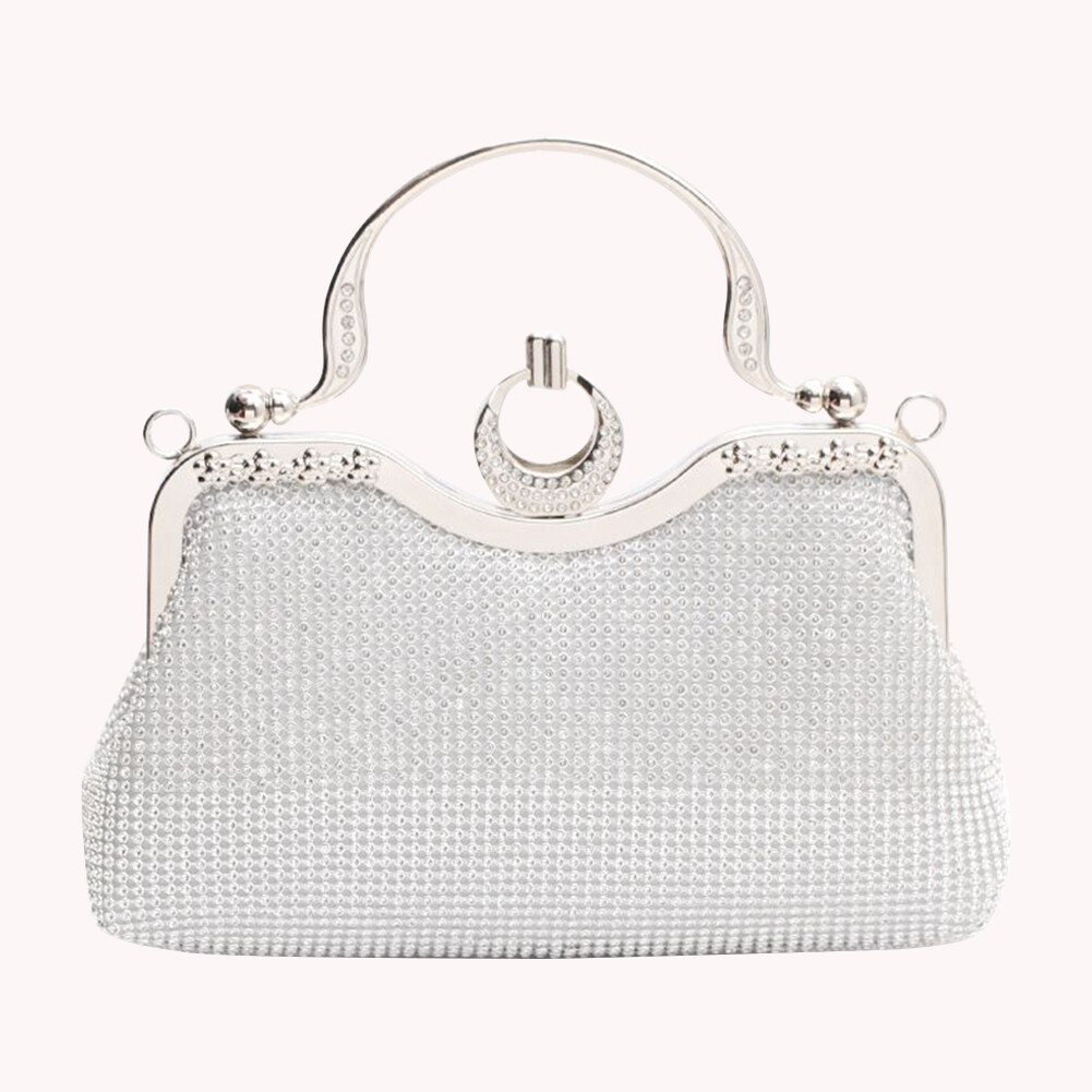 Rhinestone Evening Bags Women Elegant Wedding Prom Party Clutch (Silver ...