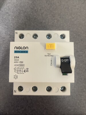 NIGLON 25A RCD 4 POLE 30MA TYPE A Socket RCD4-25/30A Three Phase 400v ...