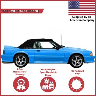 1991-93 Ford Mustang Convertible Soft Top, TOP ONLY, Black Pinpoint ...
