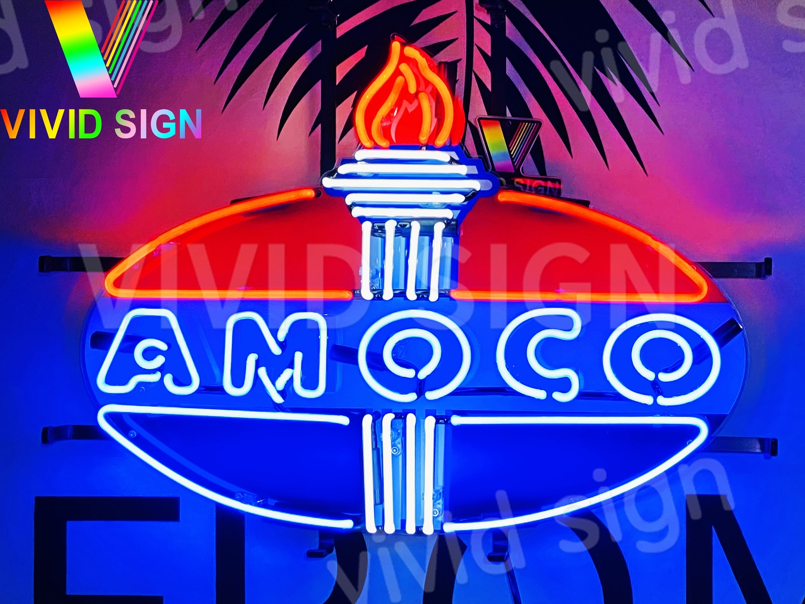 Amoco Oil Gas Gasoline 20"x15" Lamp Neon Light Sign With HD Vivid ...