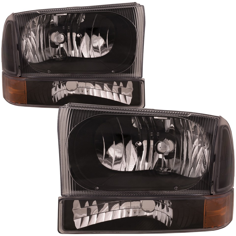 Headlights Fit Ford Excursion Super Duty 99-04 Black Left Driver Right ...