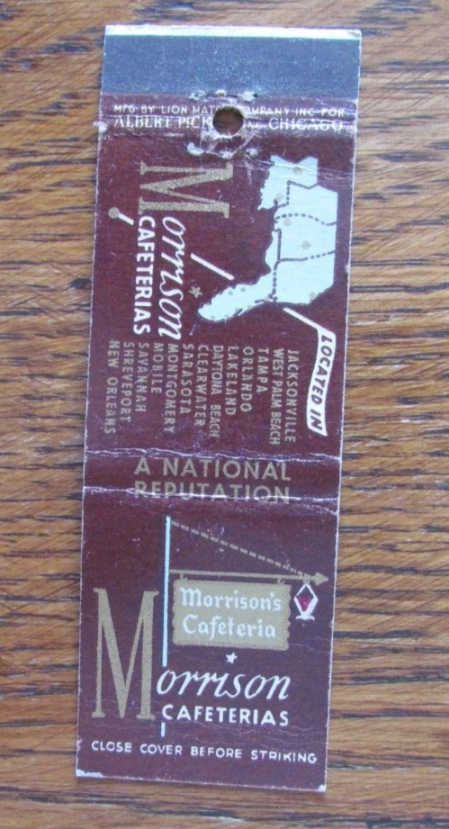 MORRISON CAFETERIAS MATCHBOOK: LOUISIANA MISSISSIPPI GEORGIA ALABAMA ...