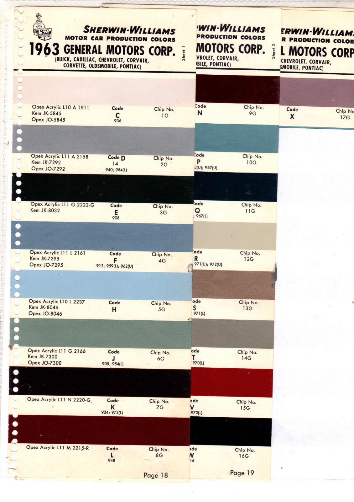 1963 CHEVROLET CORVETTE PONTIAC BUICK OLDSMOBILE 63 PAINT CHIPS SHERWIN ...