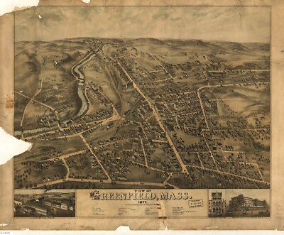 A4 Reprint of American Cities Towns States Map Greenfield Mass | eBay UK