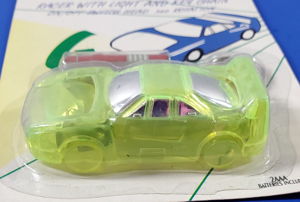 NOS Vintage Neon Green Race Auto Car with Light Keychain NEW Sealed | eBay