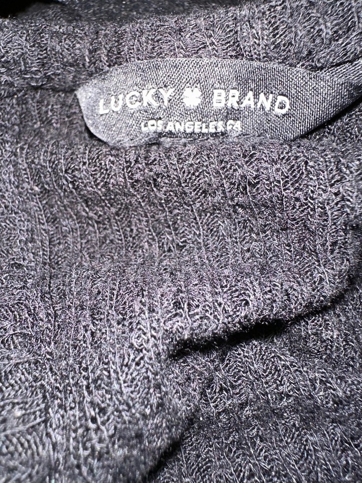 Lucky Brand Tank Gauzy Top Keyhole Tie Back Front Bead Detail Size 1X ...