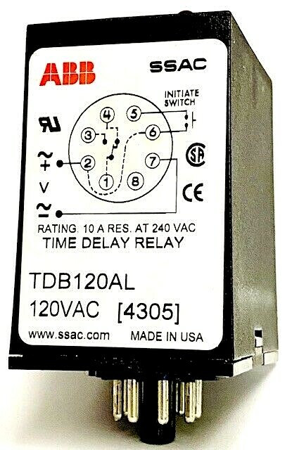 ABB SSAC TDB120AL Time Delay Relay 120vac 1-1023 SEC for sale online | eBay