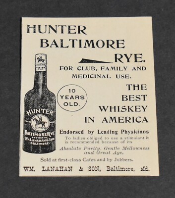 1897 Print Ad Hunter Baltimore Rye Club Family Medicinal Use Best ...