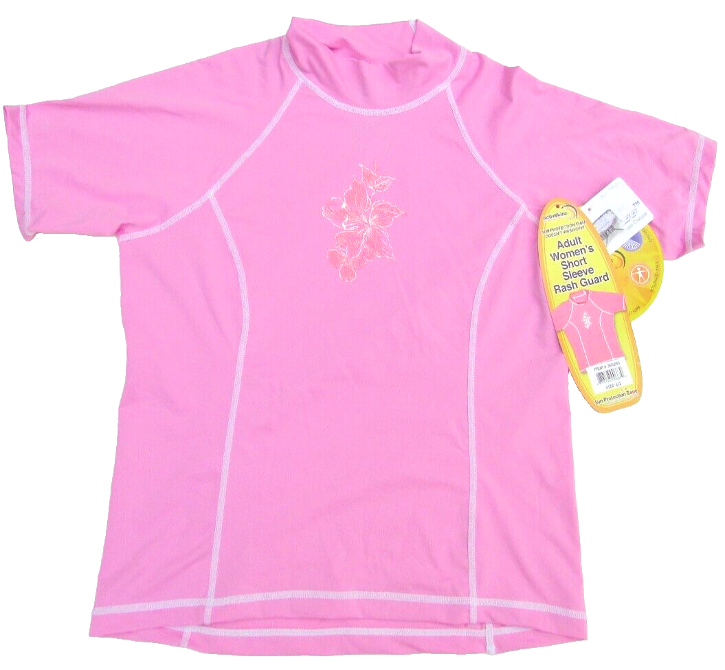 SPZ ActiveSkinz Womens Lt Pink Bamboo Rash Guard S/S Swim Shirt 100SPF ...