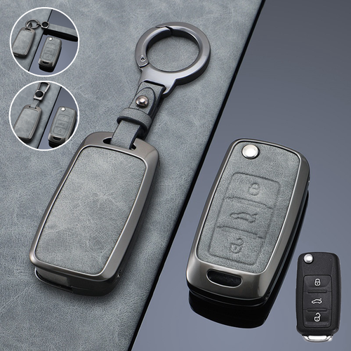Zinc Alloy Leather Car Key Fob Case Cover For VW Golf MK6 Polo Beetle ...