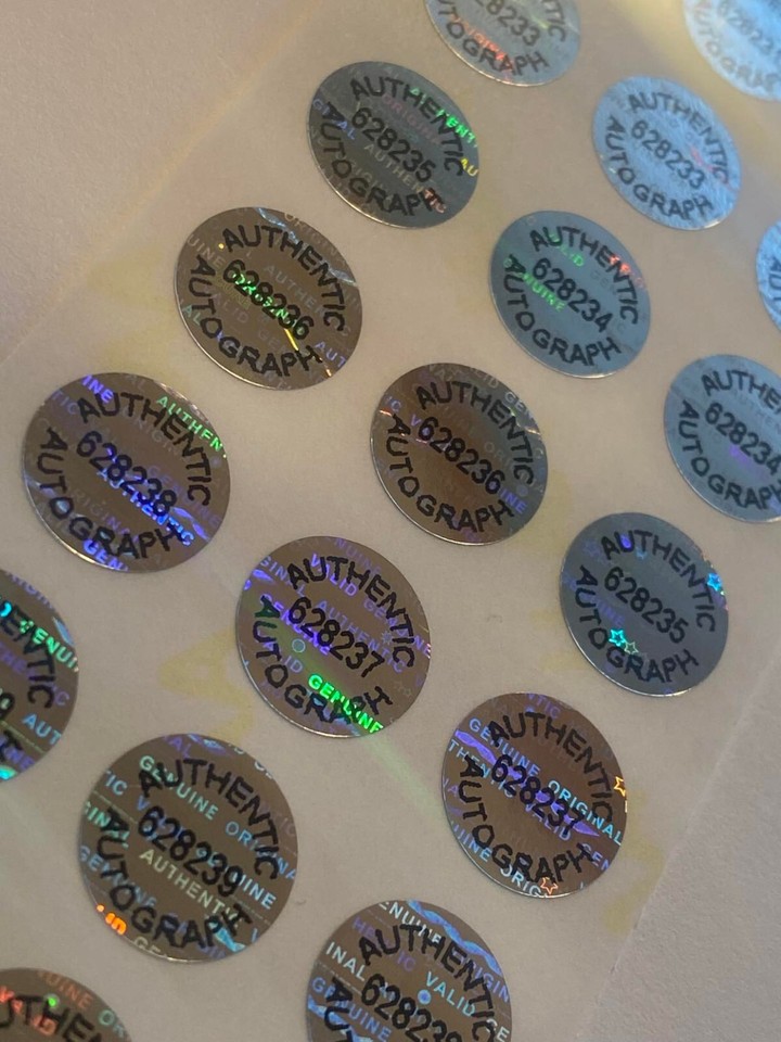 100 ROUND AUTHENTIC AUTOGRAPH HOLOGRAM LABELS STICKERS FOR SPORTS MERCH ...