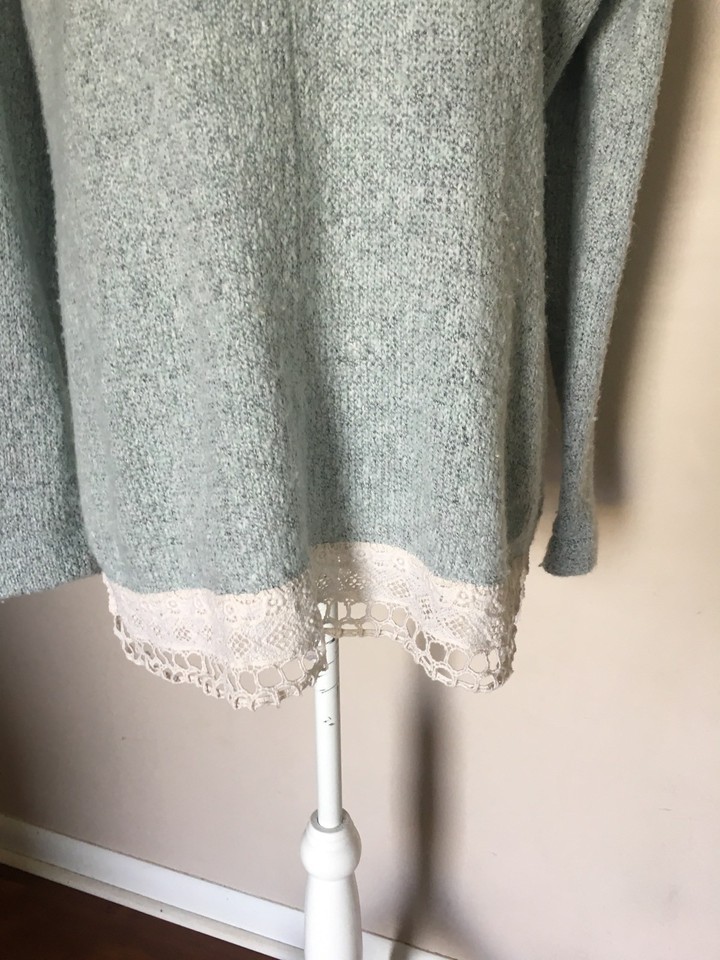 Sanctuary Sweater Womens Light Green Gray Lace Trim Size Large | eBay UK