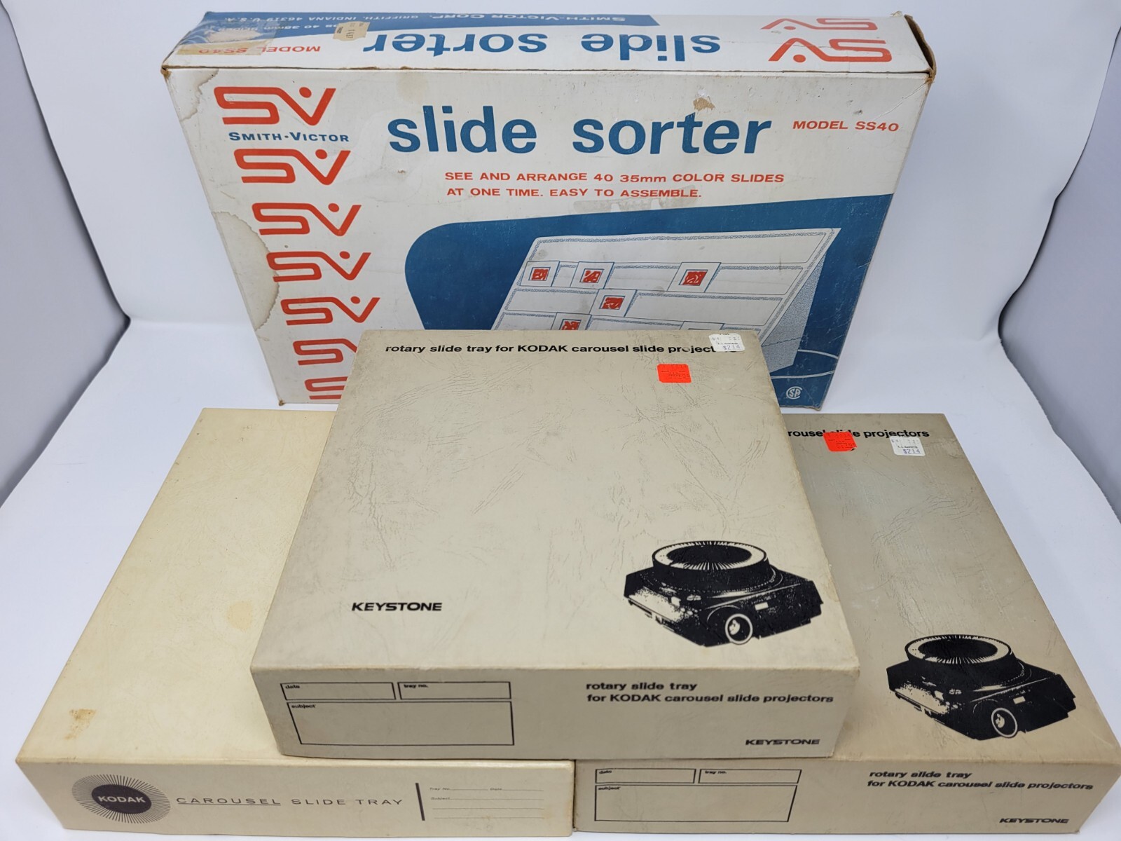 Lot of (3) Kodak Carousel Keystone 80 Slide Trays & Smith-Victor Slide ...
