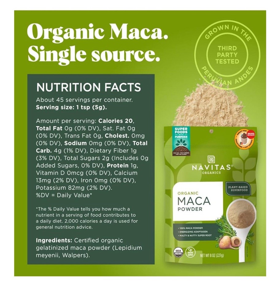 Navitas Organics Maca Powder, Energizing Adaptogen, USDA Organic 8 Oz ...