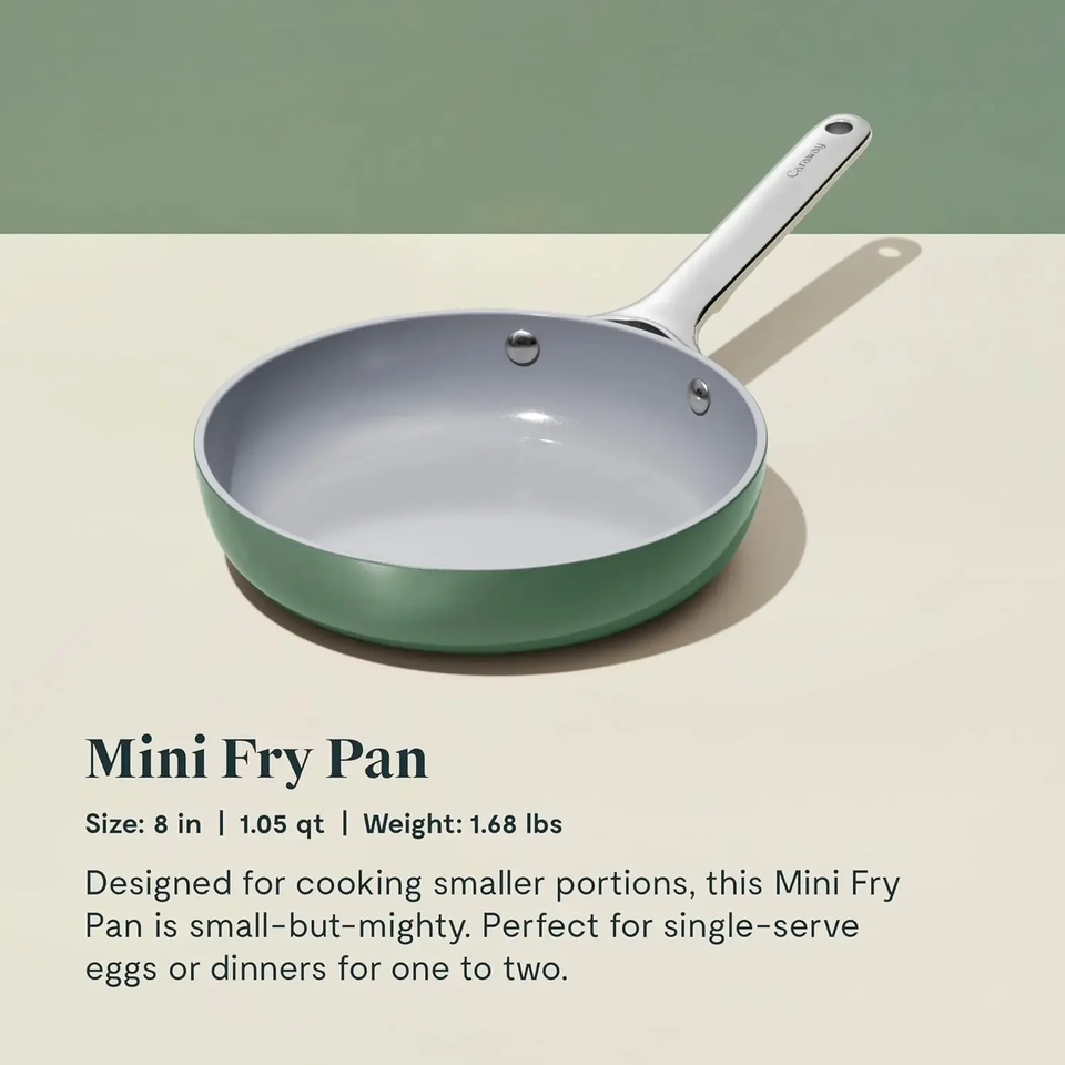 Mini Cookware Set - Non-Stick Ceramic Fry Pan (1.05 Qt, 8") Sauce Pan ...