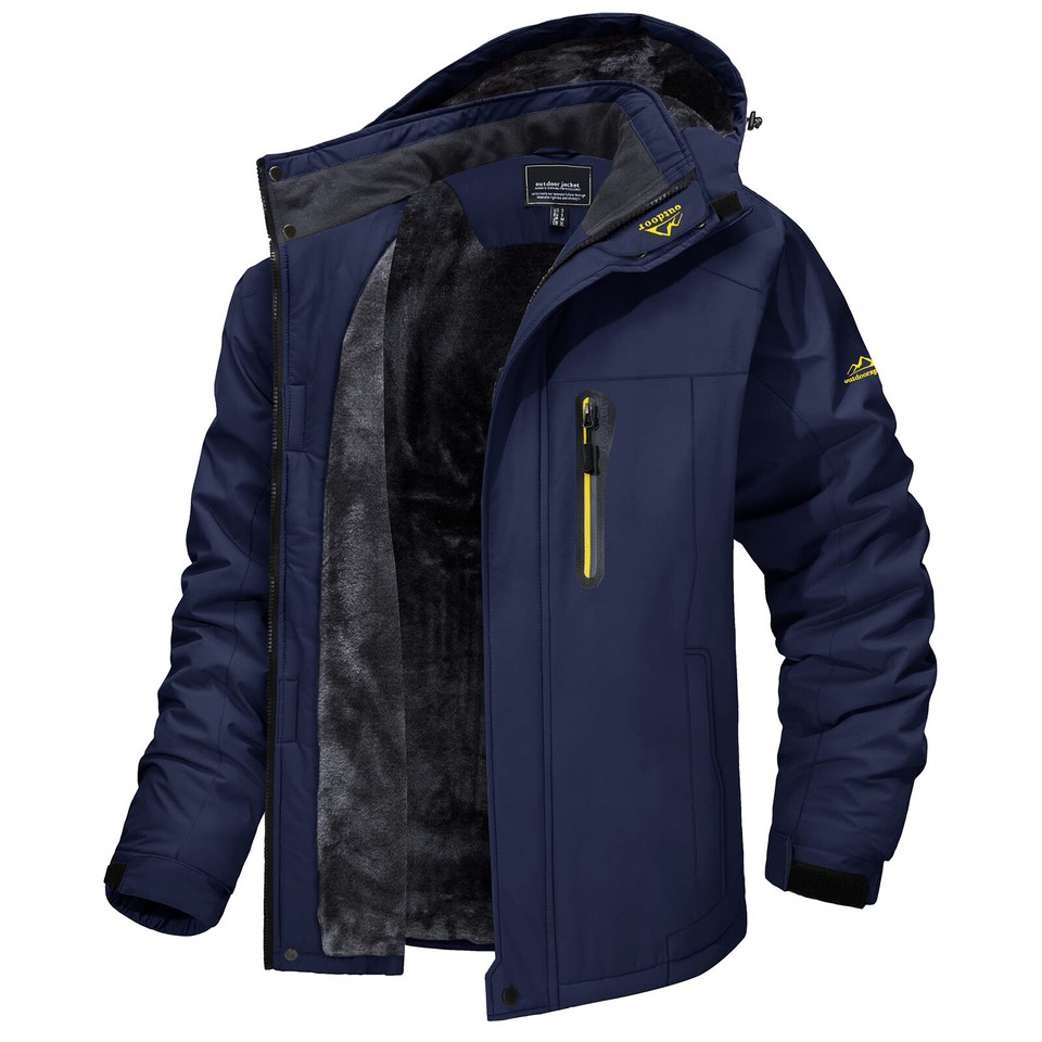Men's Winter Ski Snow Jacket Warm Fleece Lined Outdoor Work Coat ...