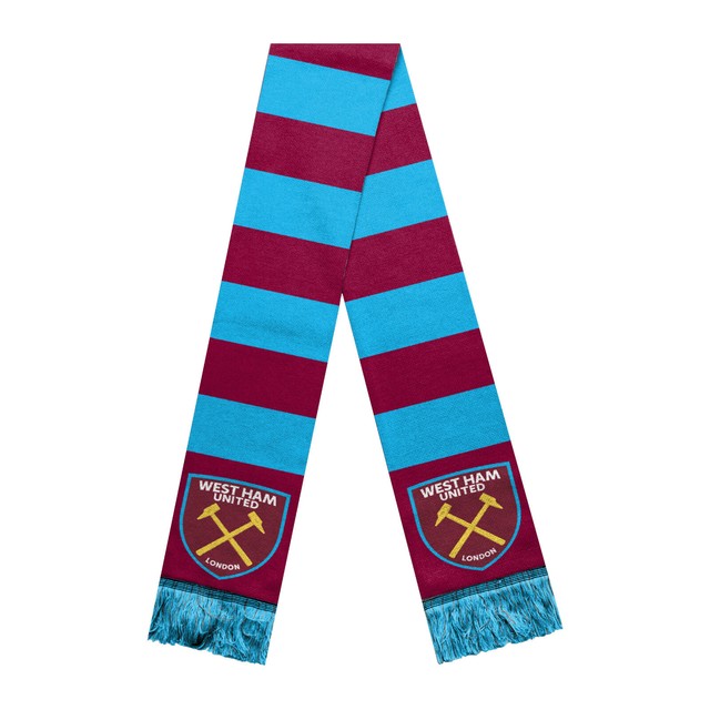 West Ham United FC Bar Scarf Claret & Blue Stripes Striped Football ...