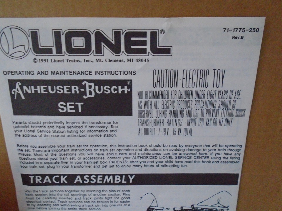 NB Lionel 6-11775 O/27 Gauge Anheuser Busch Promotional STEAM ...