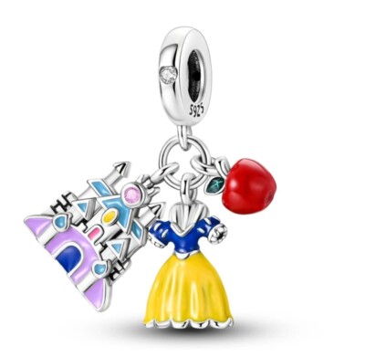 Silver S925 Snow White Dress Apple Dangle Gift Charm Pendant Bracelet ...