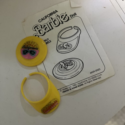 Vintage Barbie Doll California Sun Visor Hat And Frisbee Yellow Set ...