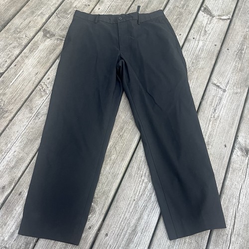 Uniqlo Womens Black Slash Pockets Flat Front Cut Trousers Size 29 X 34 ...