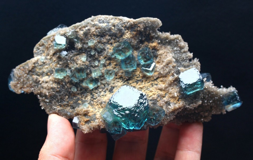 253g Natural Translucent Green Cube Fluorite &Crystal Mineral Specimen ...