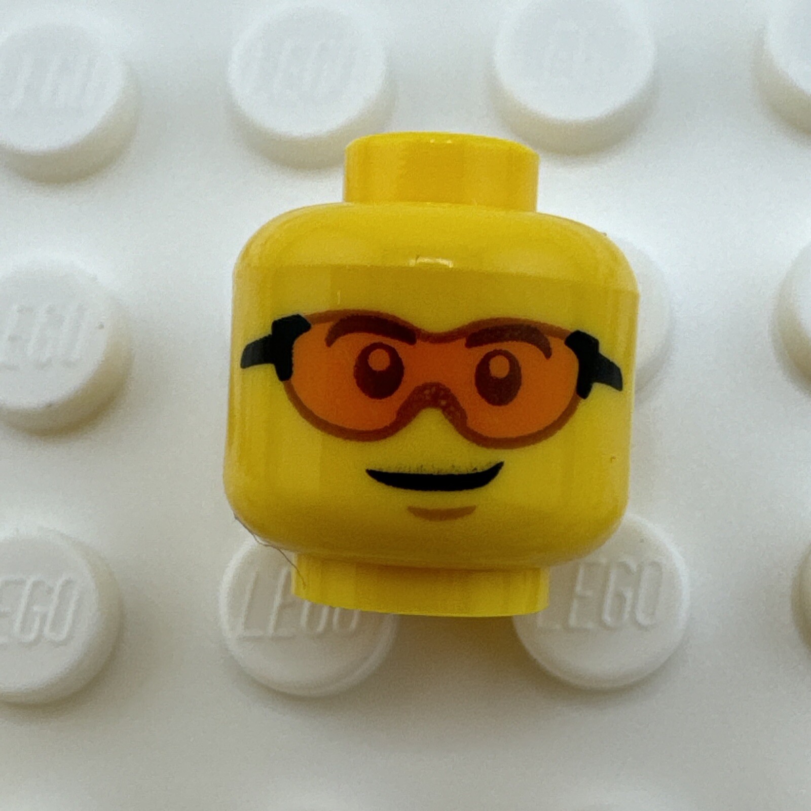LEGO Minifigure Head - YELLOW - Safety Glasses with Orange Lenses ...