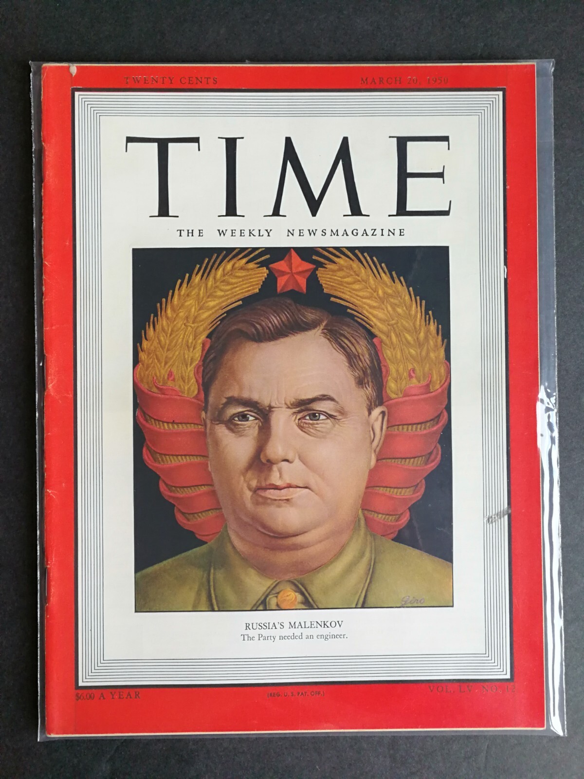 Time Magazine Time March 20, 1950 Russia's Georgy Malenkov - No Label ...