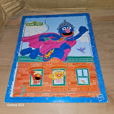 Sesame Street Super Grover Tray Child Wooden Puzzle 2012 Hasbro Zoey ...