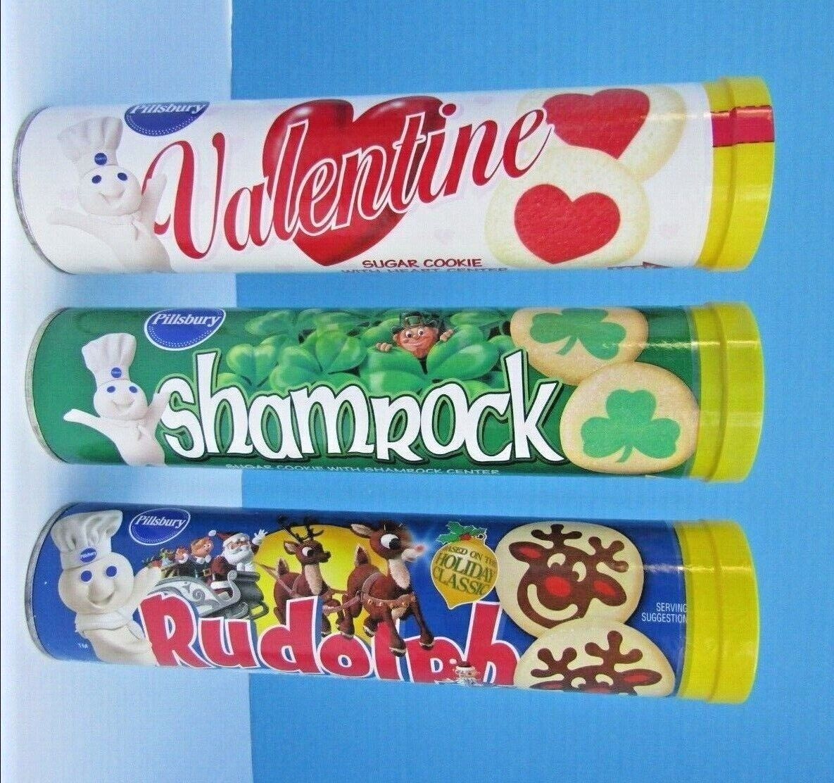 Pillsbury Doughboy Sample Cookie Tubes - 1 Valentine 1 Shamrock & 1 ...
