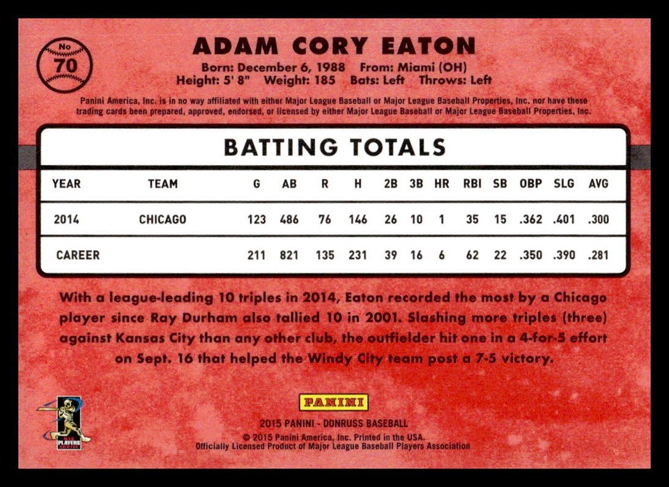 2015 Donruss #70 Adam Eaton Chicago White Sox | eBay