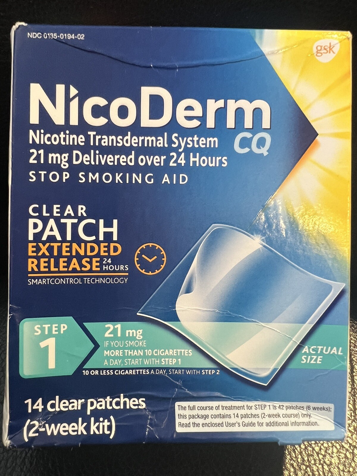NicoDerm CQ Stop Smoking Step 1 Patches 2 Week Kit Exp 09/2026 …. BEST ...