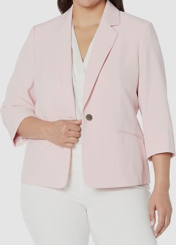 Kasper Women's Pink Crepe One-Button Blazer Jacket Plus Size 20W | eBay