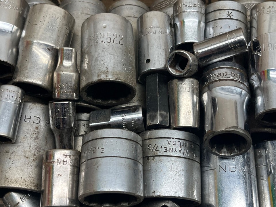 USA Huge Socket Tool Lot 50 Pcs SAE Metric Deep CRAFTSMAN SK SNAP ON ...