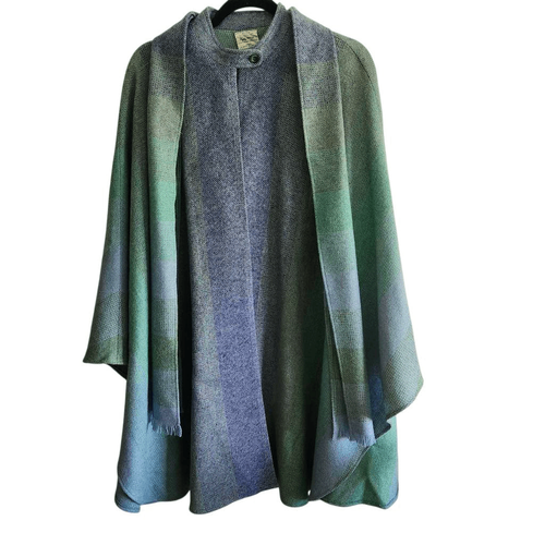 Vintage Avoca Collection Poncho Cape 100% Wool Ireland Coat Cloak Blue ...