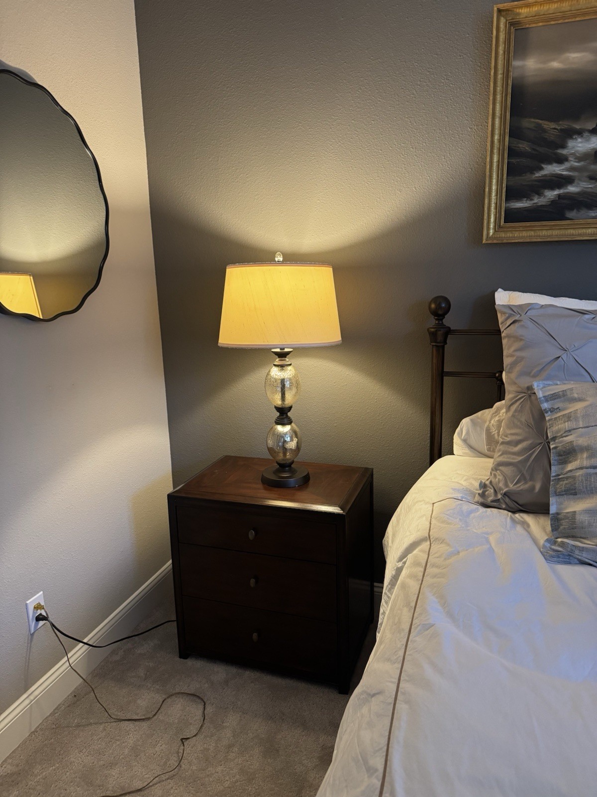 Pottery Barn 2 Table Lamps Mercury Glass & Metal Base, Fabric Drum ...