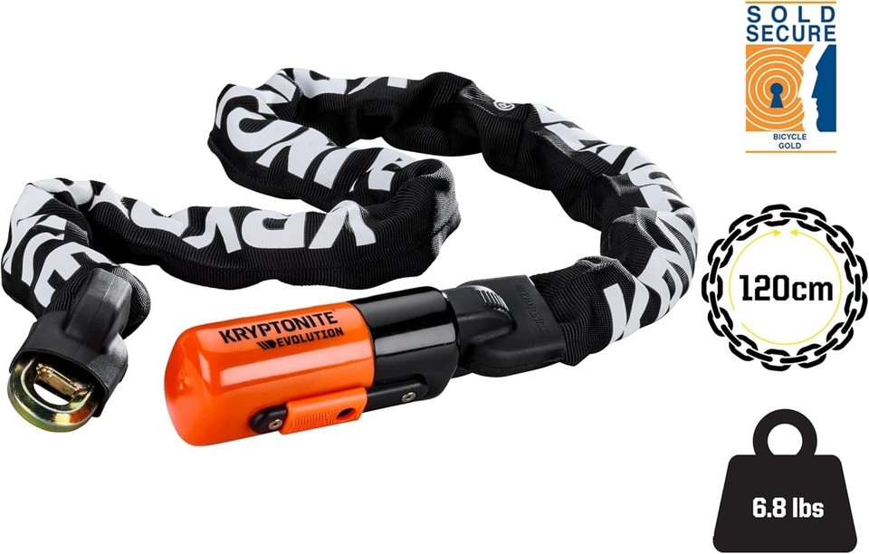 Kryptonite Evolution 1012 Bike Chain Lock 4 Feet Long 10mm Steel Chain ...