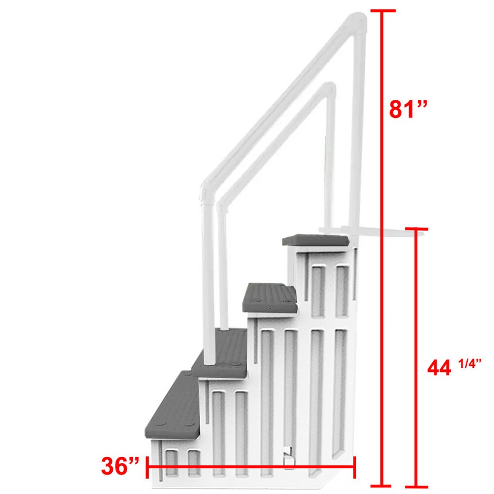 28" Wide Anti-Slip Pool Steps for Above Ground Swimming Pool (Various ...