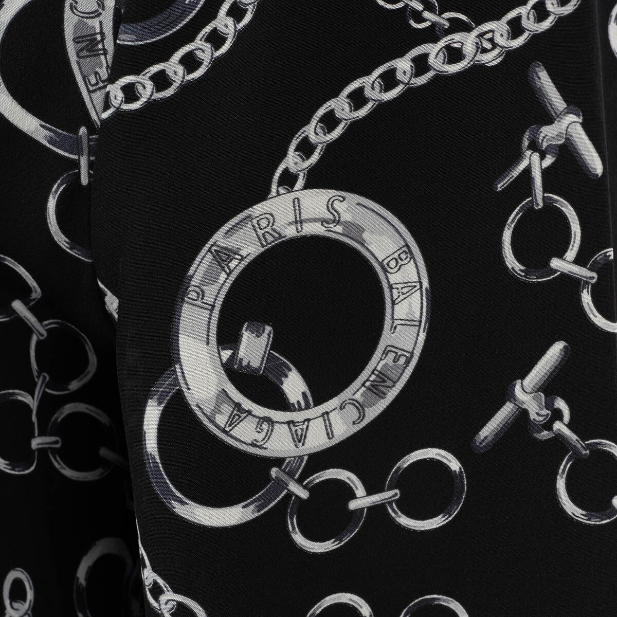 68766 auth BALENCIAGA x NET-A-PORTER black silk CHAIN PRINT 68766 auth BALENCIAGA x NET-A-PORTER black silk CHAIN PRINT