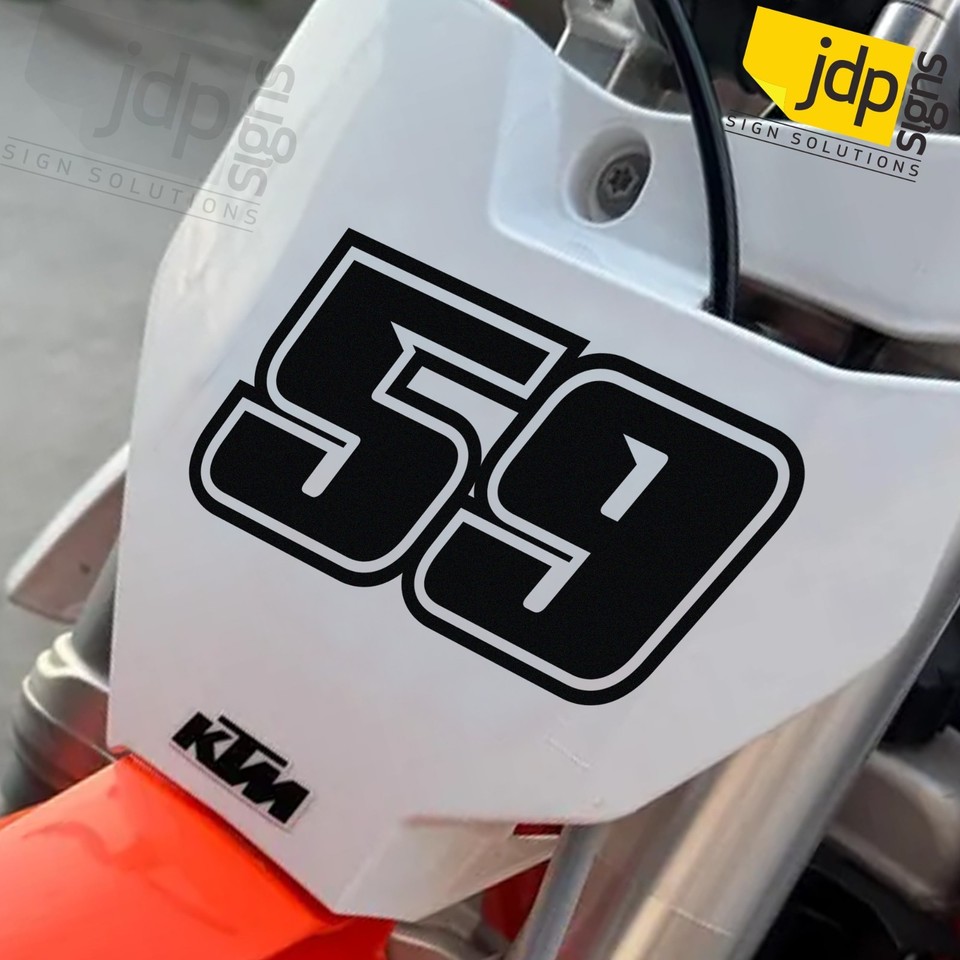 3 X CUSTOM RACE NUMBERS VINYL STICKERS MOTOCROSS KART DECALS MX DIRT ...
