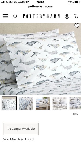 Pottery Barn Sea Pod Sheet Set New Twin XL Whales Retired | eBay