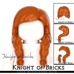 LEGO Minifigure Hair DARK ORANGE 41615 Female Parted 2 Long Braids ...