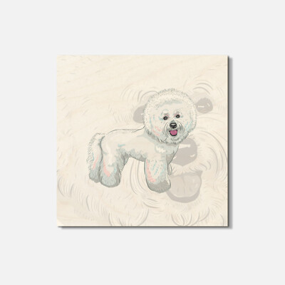 Bichon Frise Breed Dog Animal 4'' X 4'' Square Wooden Coaster | eBay